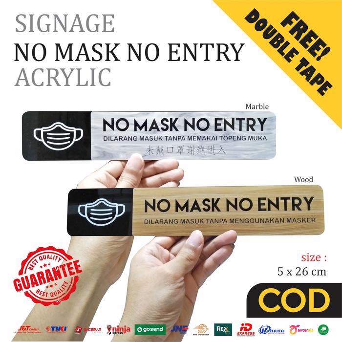 Jual MASKER NO MASK NO ENTRY PAPAN PETUNJUK WAJIB MEMAKAI MASKER ...