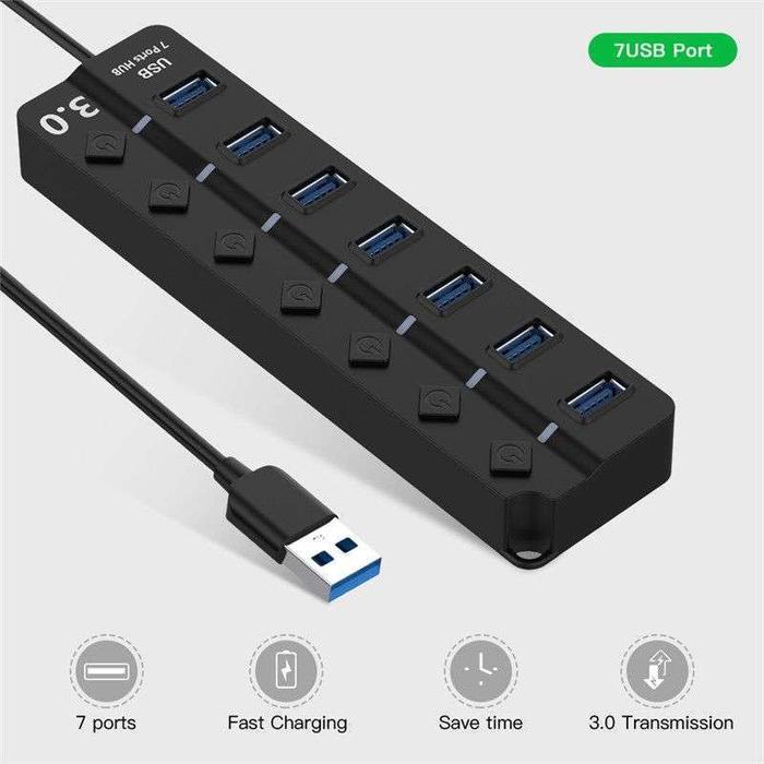 Jual Usb hub 3.0 M-tech 7 port switch on off 1.2m MT-UH7 - Terminal ...