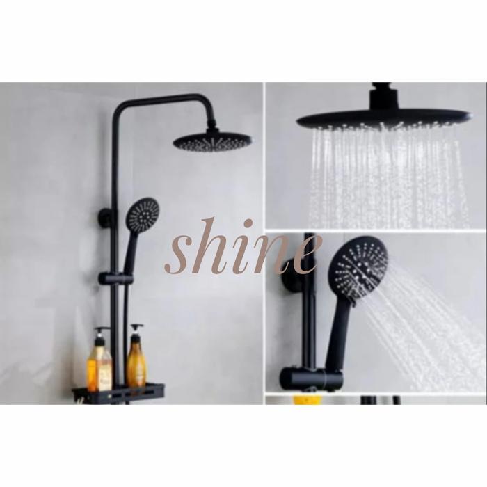 Jual Shower set Hitam/Sower Black/Shower Tiang/Sower Mandi Bulat/Bundar ...