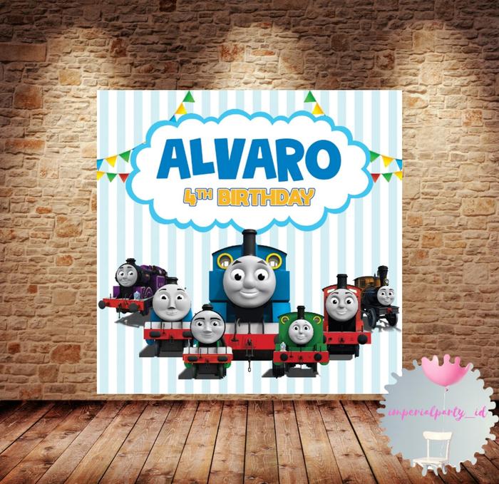 Jual Custom Backdrop Banner Happy Birthday Thomas And Friends Garis ...