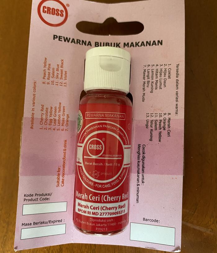 Jual Cross food coloring powder cherry red 15gr pewarna bubuk merah ...