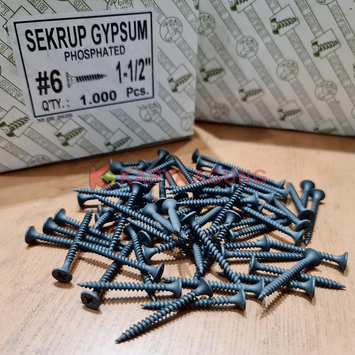 Jual Skrup Gypsum 6 x 1 1/2" 4 cm 100 bj / Sekrup Gipsum Hitam / Drywall - Kota Makassar - Karya ...