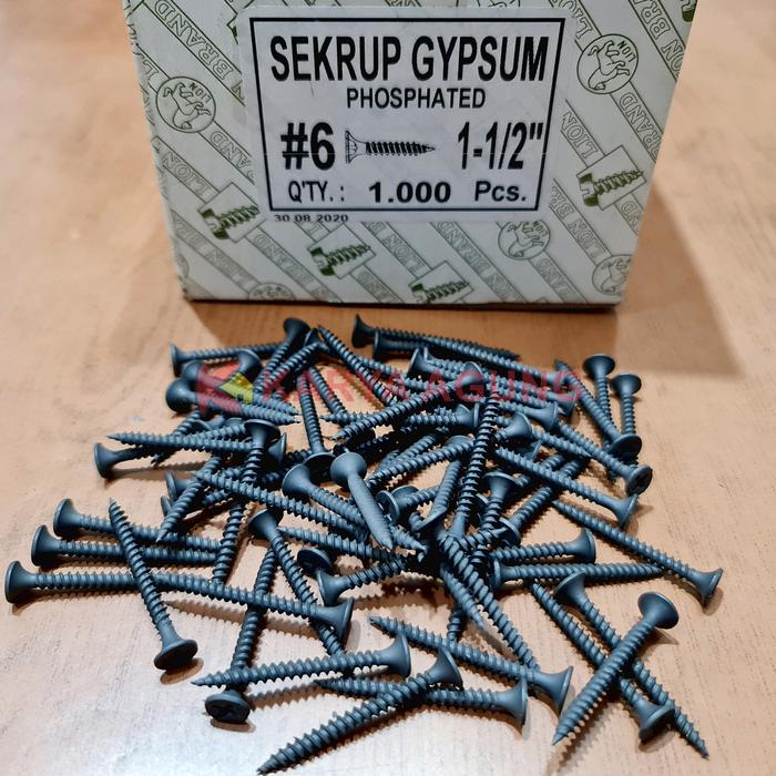 Jual [1 box] Skrup Gypsum 6 x 1 1/2" 4 cm / Sekrup Gipsum Hitam / Drywall - Kota Makassar ...