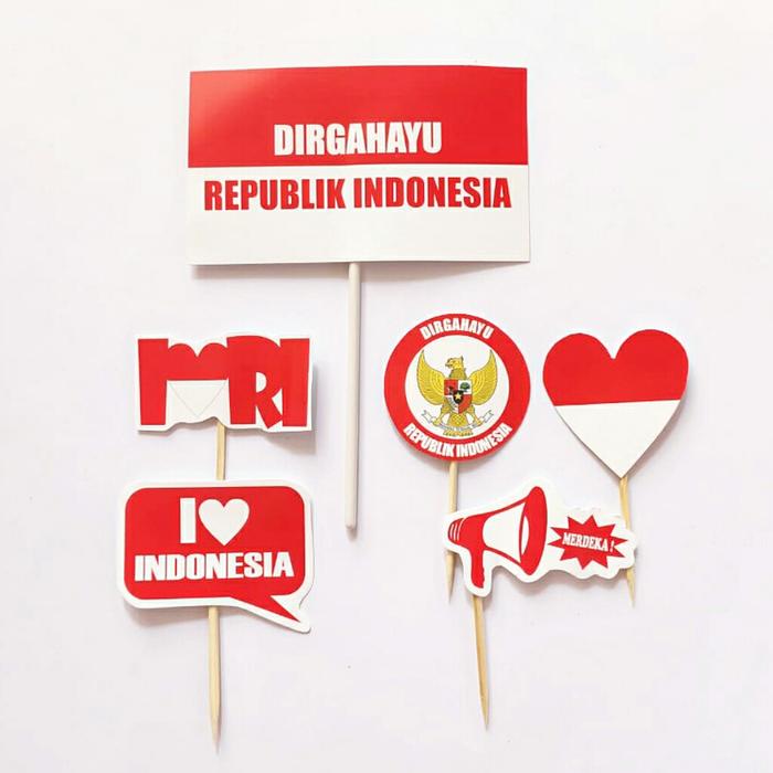 Jual topper cake hiasan kue tumpeng tema hut kemerdekaan RI dirgahayu ...