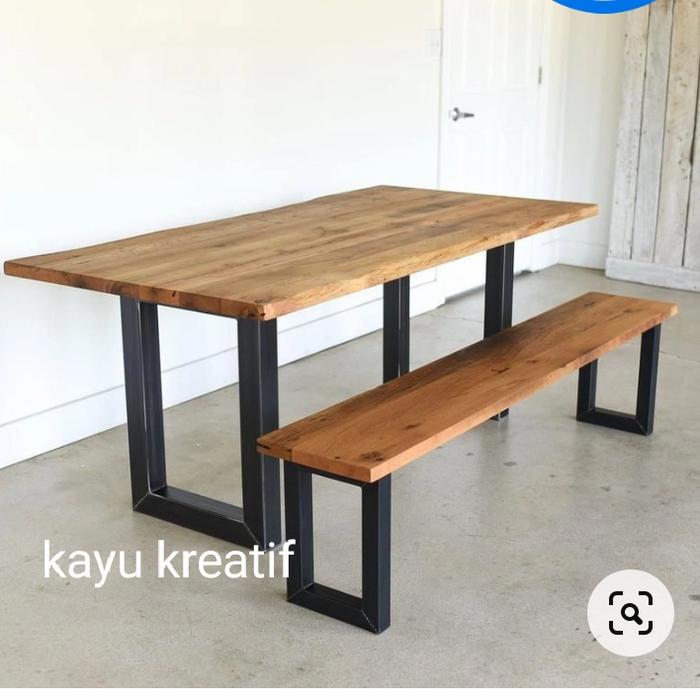 Jual paket komplit top table kayu meja +kursi kayu mahon160x80x75cm ...