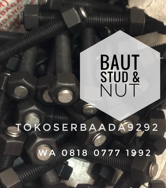 Jual Baut Stud & Nut ; Stud Bolt + Nut 5/8 x 5" inch Besi Carbon Steel ...