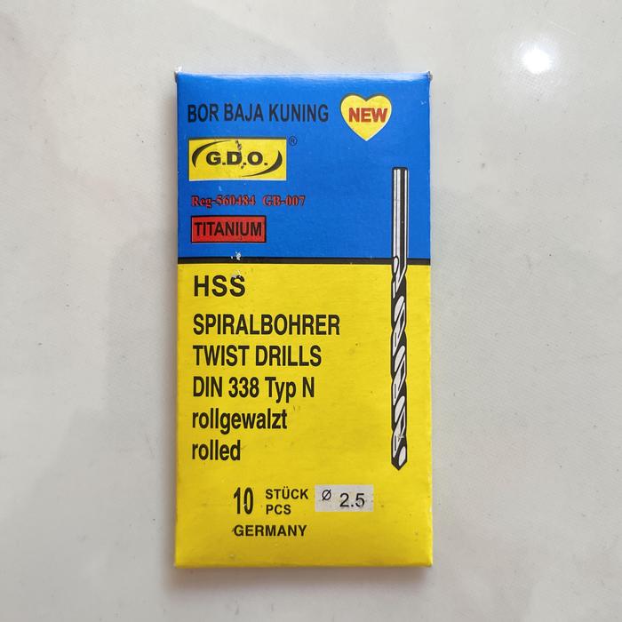 Jual (1 PAK ISI 10 PCS) Mata Bor Besi Baja Kuning 2,5mm / Bor Kuning 2 ...