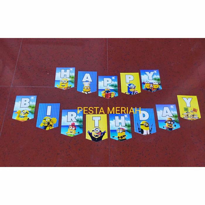 Jual BANNER MINIONS / BANNER HAPPY BIRTHDAY MINIONS / BANNER HBD ...