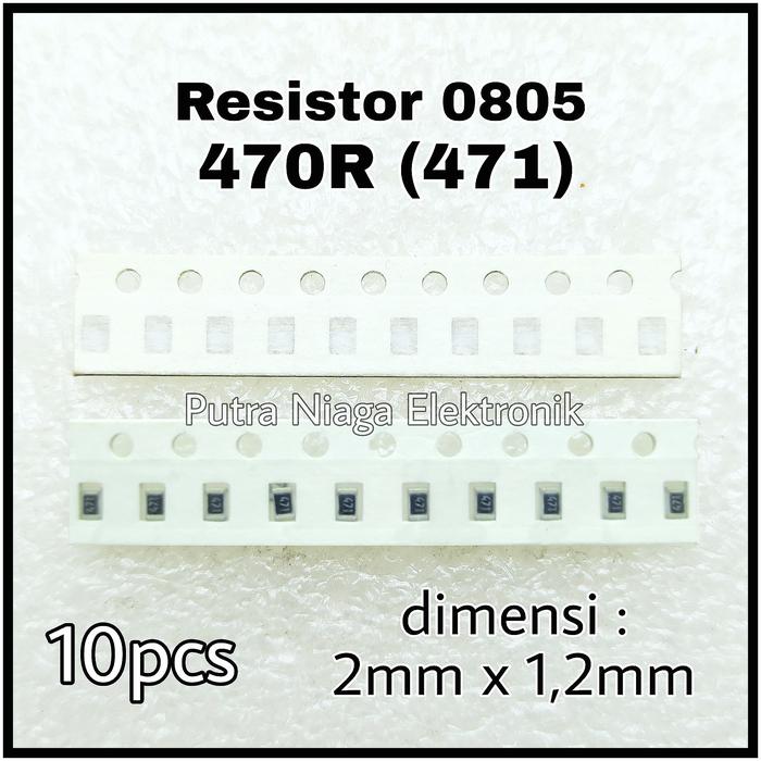 Jual (10pcs) Resistor SMD 0805 470R Tahanan 470ohm 470 ohm Marking: 471 ...