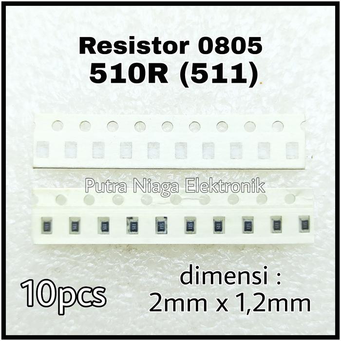 Jual (10pcs) Resistor SMD 0805 510R Tahanan 510ohm 510 ohm Marking: 511 ...