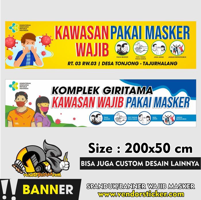 Jual Cetak Spanduk/ Banner kawasan wajib masker - Kab. Bogor - Goo Print | Tokopedia