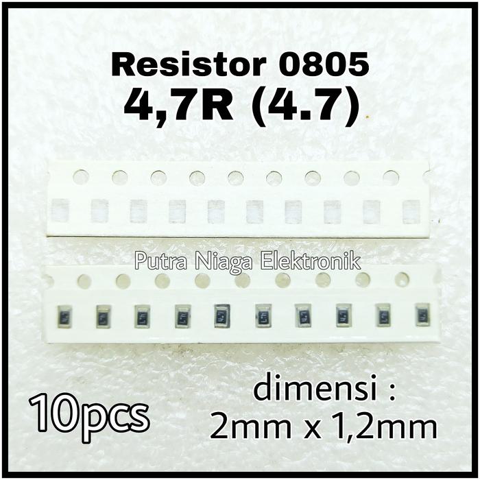 Jual (10pcs) Resistor SMD 0805 4,7R Tahanan 4.7ohm 4,7ohm 4R7 Marking ...