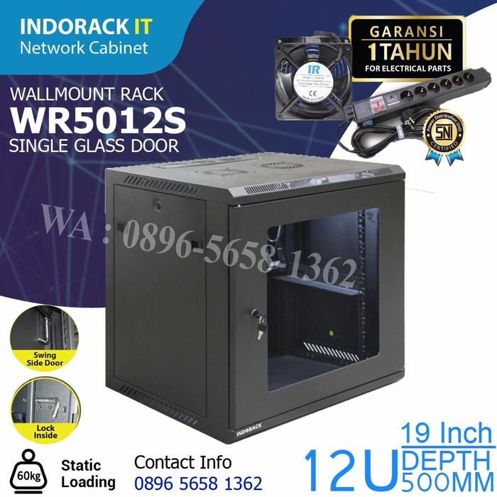 Promo Wallmount Rack INDORACK Single Door Rak Server 12U Depth 500mm ...