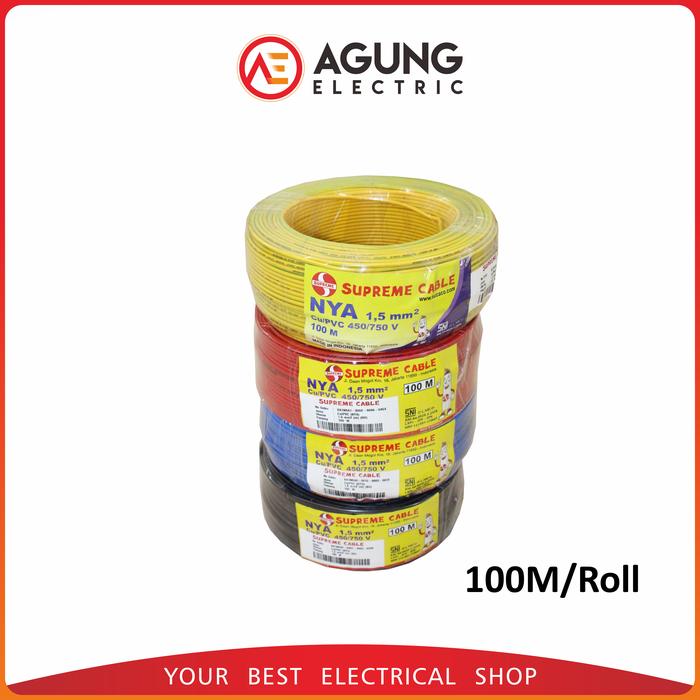 Jual SUPREME Kabel NYA 1.5mm - Roll 100 Meter - Kuning-Hijau - Kota ...