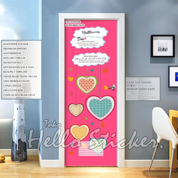 Jual stiker pintu toilett/pintu kamar mandi ukuran 60x190 pink - Kota ...