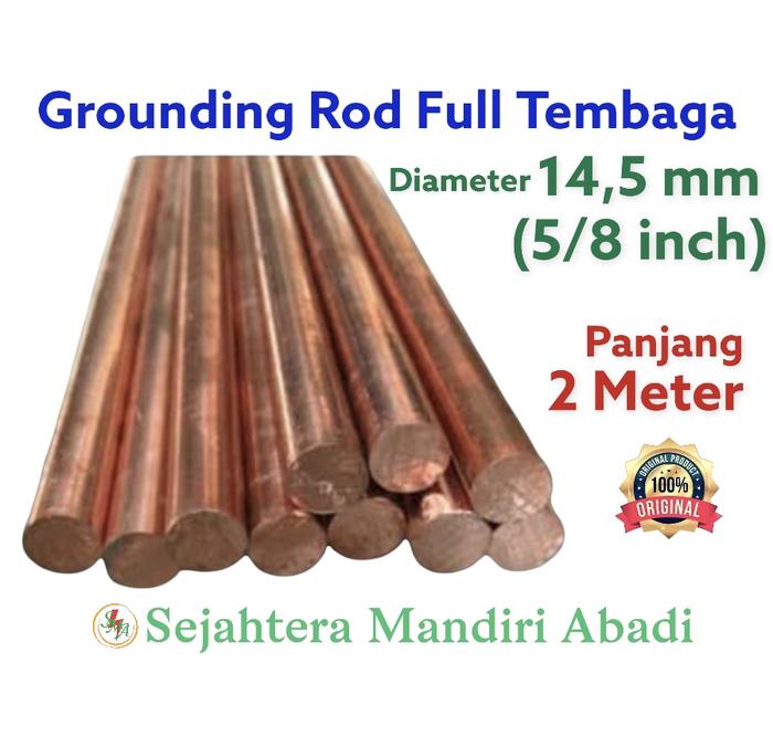 Jual Copper Rod 5/8 inch Full Tembaga Asli 14,5mm x 2 meter Earth ...