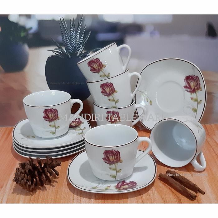 Jual CANGKIR SET SEGI / COFFEE SET / TEA SET / MOTIF ROSEWOOD - Jakarta ...