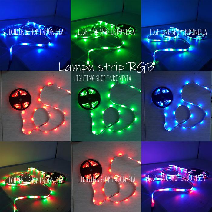 Jual Lampu strip RGB 12V + adaptor + remot warna warni 1set 5 meter ...