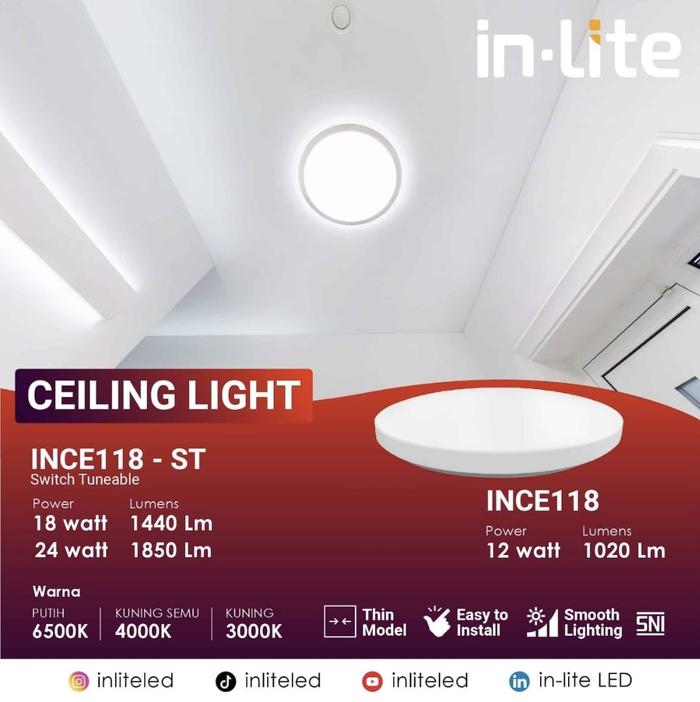 Jual Lampu Baret IN LITE LED Ceiling Lamp Tuneable 3 Warna 18W ...