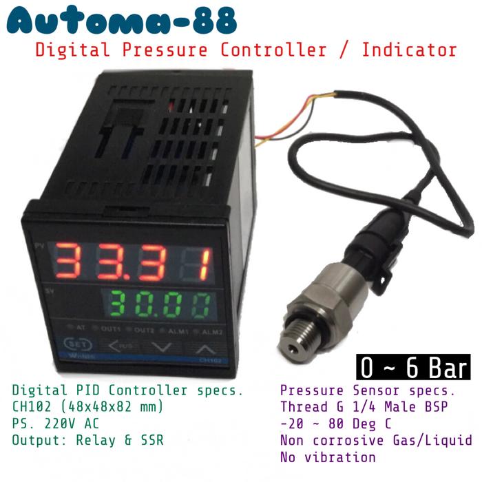 Jual Digital Pressure Controller 0-6Bar include Sensor 6 Bar Out Relay ...