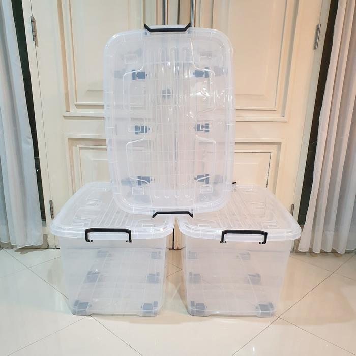 Jual Storage Box Ezy Cb130 Liter Roda Bening Tebal Kotak Container ...