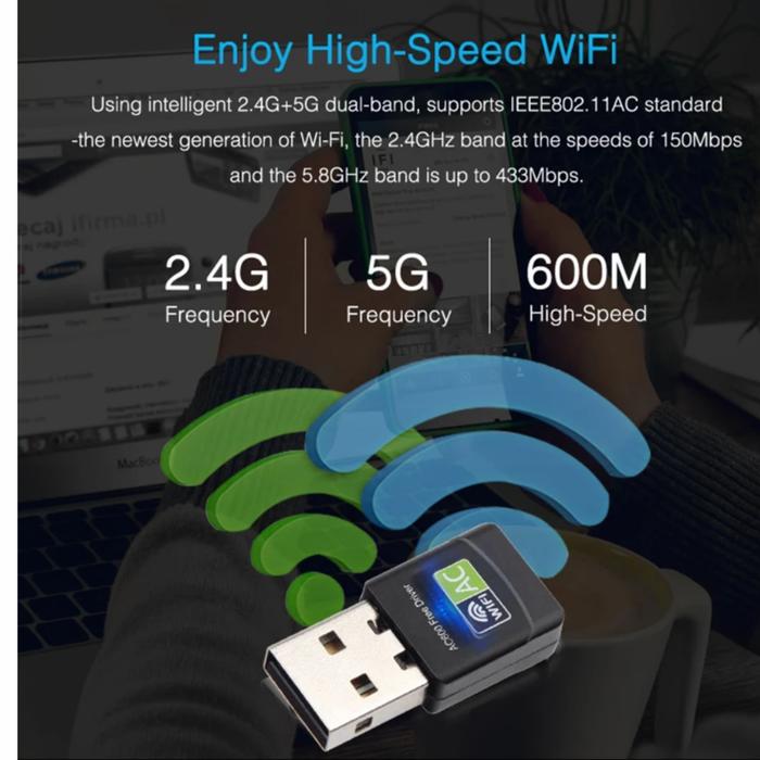 Jual USB WiFi adapter ethernet wireless dongle 600mbps lan pc receiver ...