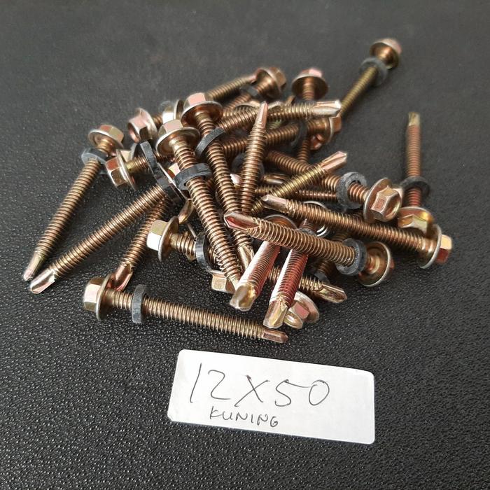 Jual Baut Roofing 12x50 Galvanis / Kuning / Skrup Roofing Galvanis 50 ...