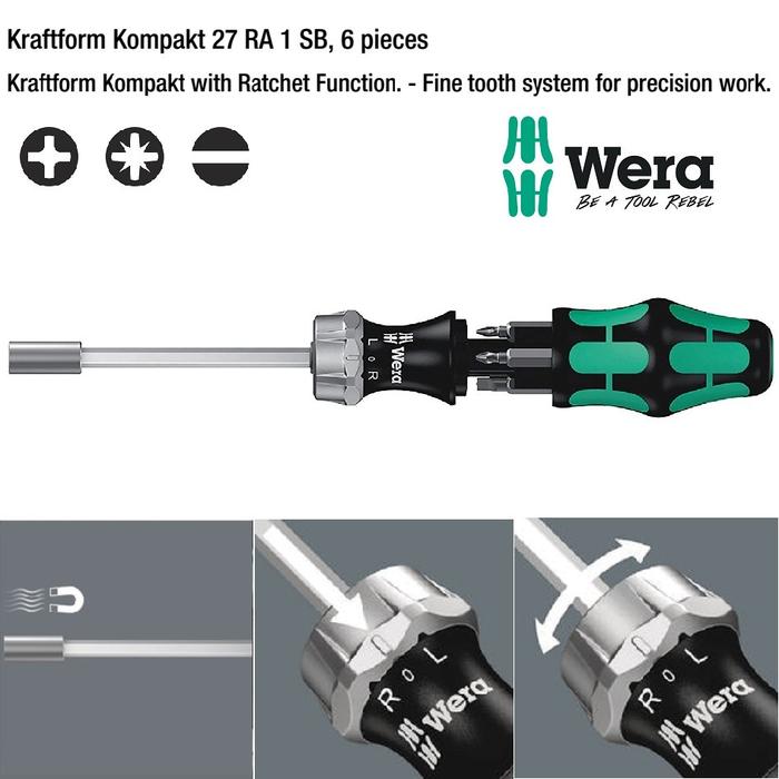 Jual Obeng Bit Ratchet Set Wera 05073660001 Kraftform Kompakt 27 RA 1 ...