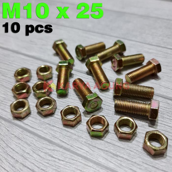Jual Mur Baut M10 x 25 10pcs Kunci 12 / Mur + Baut Hexagon 10 x 25 10x25 - Kota Makassar - Karya ...