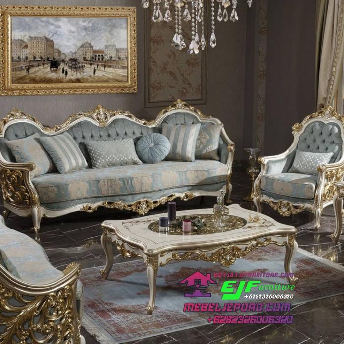 Jual Sofa Tamu Ukir Jepara Mewah Model Eropa Terbaru Warna Putih Emas ...