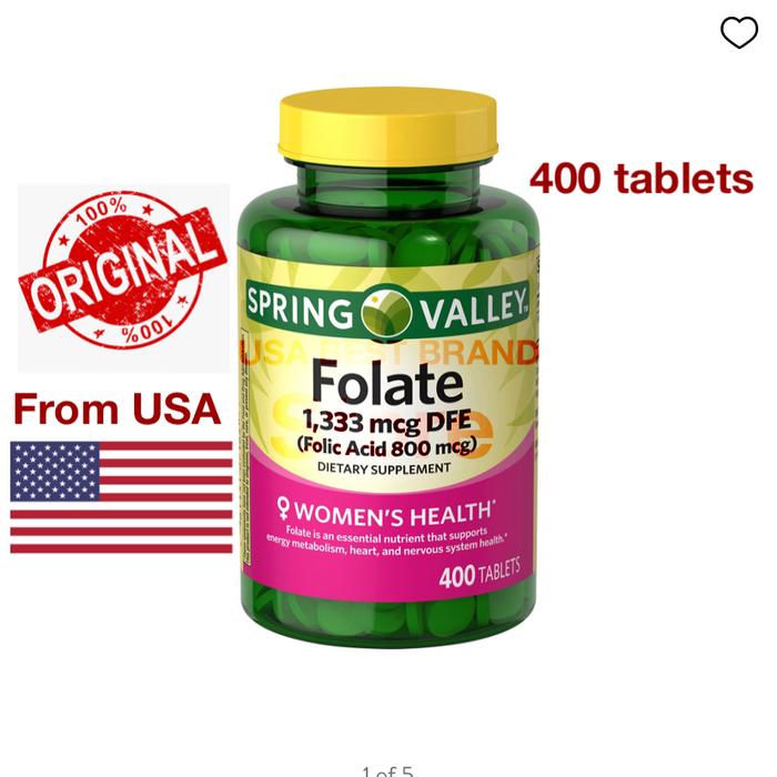 Jual Spring Valley Folate dietary supplement 1333 mcg 400 count ...