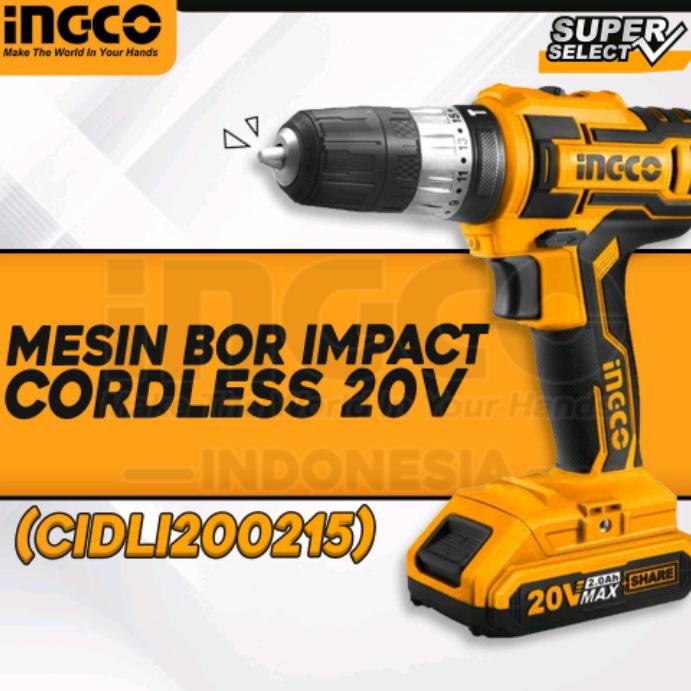 Jual CIDLI200215 CORDLESS IMPACT DRILL BOR BATERAI BETON 10mm 20V SET ...