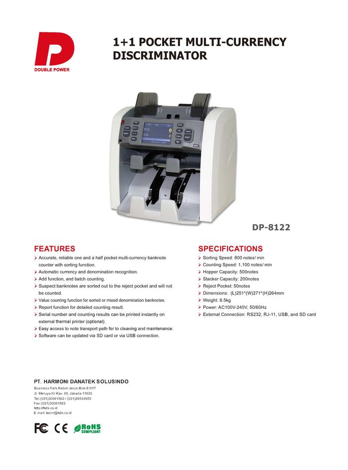 Mesin Hitung & Deteksi Uang IDR & Valas Double Power DP-8122 2 Pocket ...
