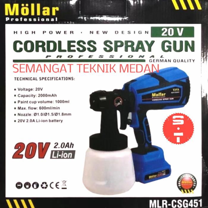 Jual MLR-CSG451 SPRAY GUN CORDLESS SEMPROTAN ANGIN CAT HVLP 20V 2AH ...