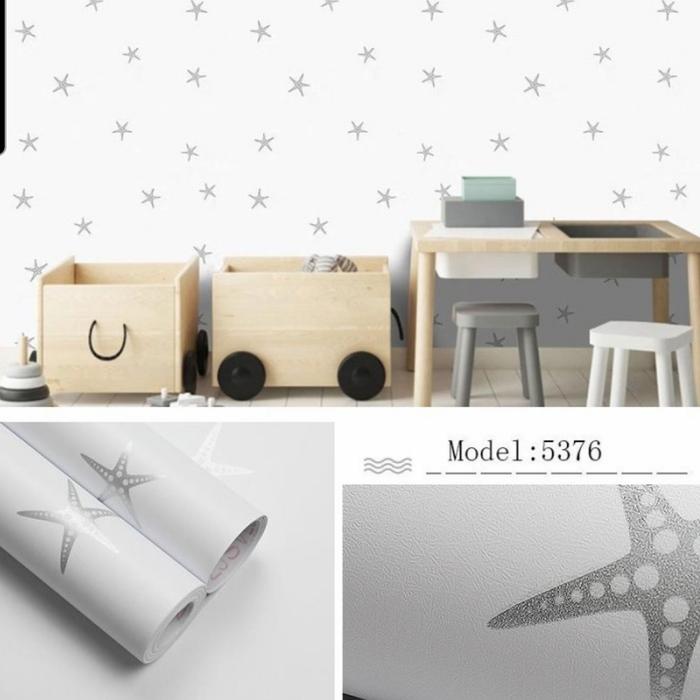 Jual Wallpaper sticker anak motif bintang polos putih - Bintang Laut ...