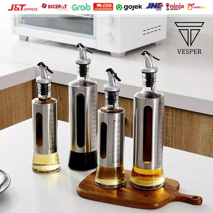 Jual Oil Bottle With Scale 300ml 500ml Botol Kaca Tempat Minyak Saus ...