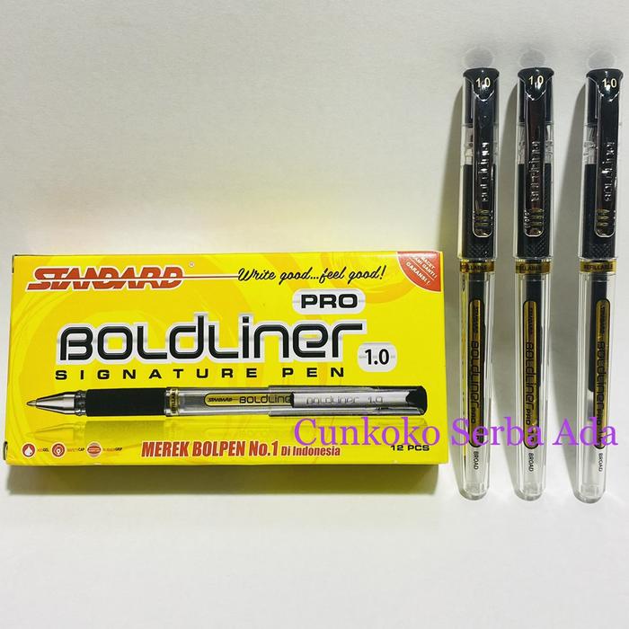 Jual pulpen standard boldliner pro 1.0 ( hitam ) / 1 box isi 12 pcs di Seller Gunung Sejahtera ...