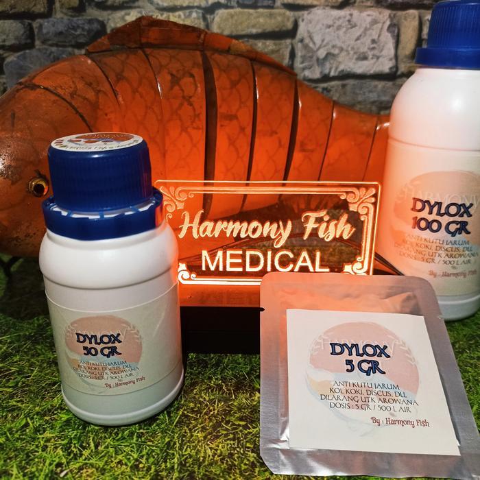 Jual DYLOX 50GR Obat Biru Parasit Kutu Jarum Bulat Ikan Koi Koki Discus ...