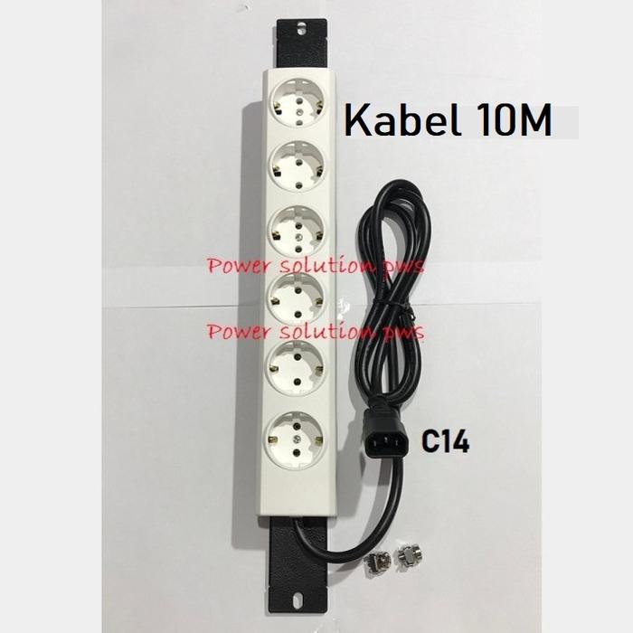 Jual PDU 6 port kepala input C14 Stop kontak colokan rack wallmount 5M ...