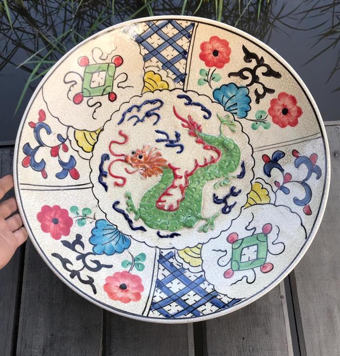 Jual Piring Kuno Anti Racun dan Anti Basi Naga 40CM Tumbung Ratak 1000 ...