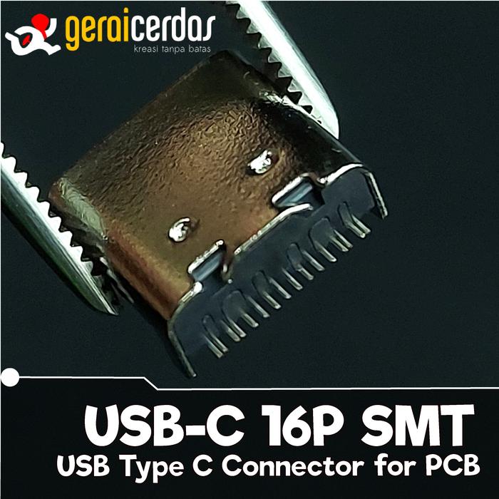Jual USB Type C Connector 16 Pin SMT USB-C 16P SMD PCB Right Angle ...