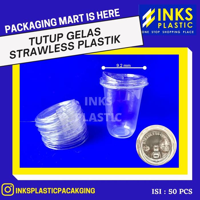 Jual STRAWLESS FLAT LID PET/TUTUP GELAS STRAWLESS LID CUP PLASTIK (50 ...