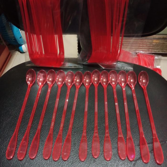 Jual sendok plastik teh/sendok jus/sendok cocktail panjang isi 25pcs ...