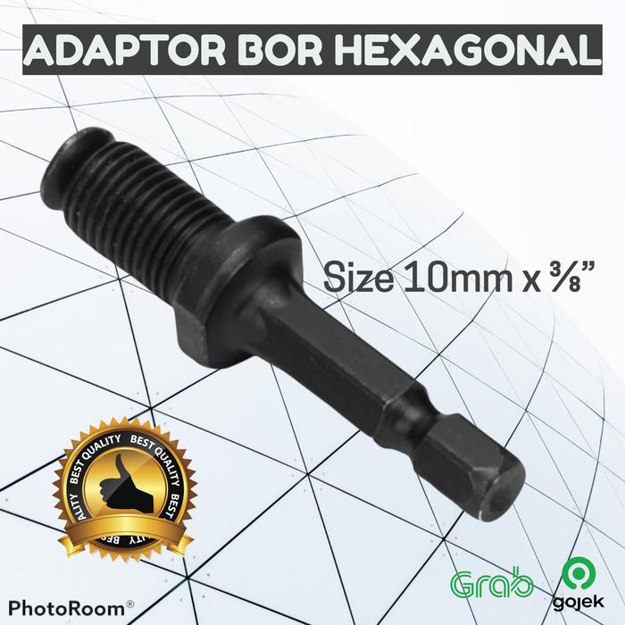 Jual Adaptor bor hexagon 10mm x 3/8 hex shank keyless chuck adapter ...