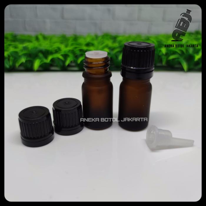 Jual Botol kaca serum amber frosted 5ml filler tetes segel cap kecil ...