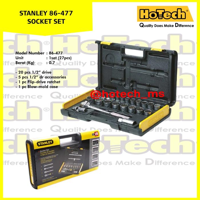 Jual STANLEY | 86-477 Socket Set | Socket Set 1/2" Dr-12PT- Metric-27pcs - Jakarta Barat ...