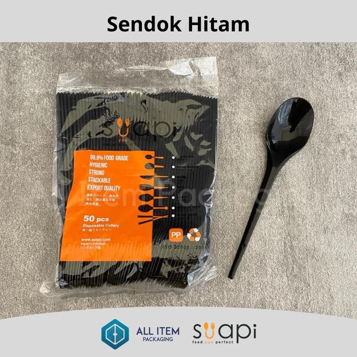 Jual Sendok Suapi Hitam / Sendok Makan Plastik / Spoon @50 Pcs - Kota ...