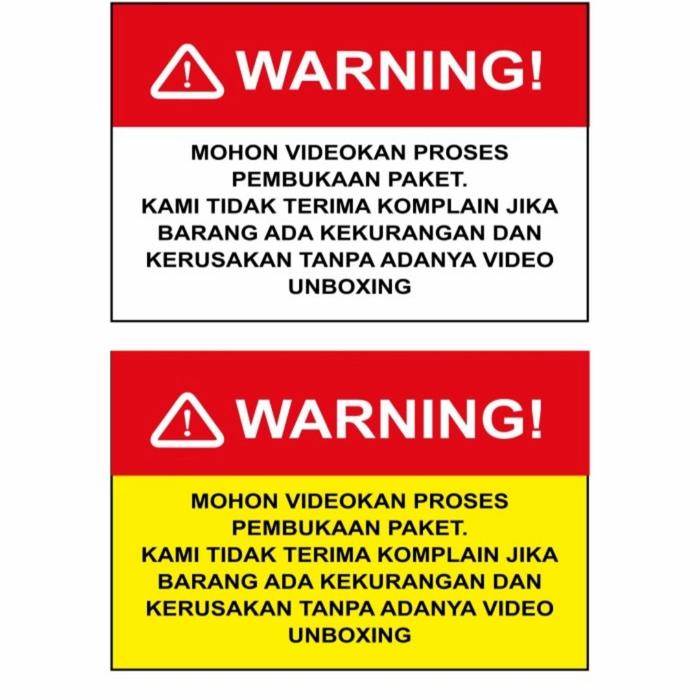 Jual STIKER LABEL 7,5x5cm UNBOXING WARNING. sticker ONLINE kardus RAMBU ...