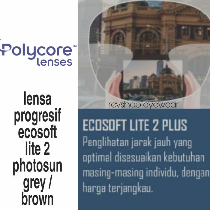 Jual Lensa Kacamata Progresif Polycore Ecosoft lite 2 Photosun Grey ...