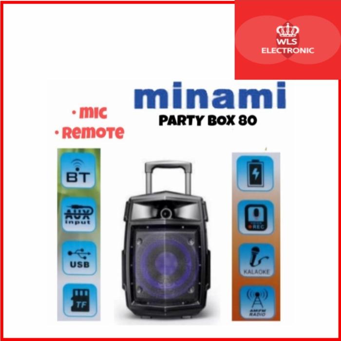 Jual SPEAKER MEETING PORTABLE BLUETOOTH MINAMI PARTYBOX 80 + MIC ...